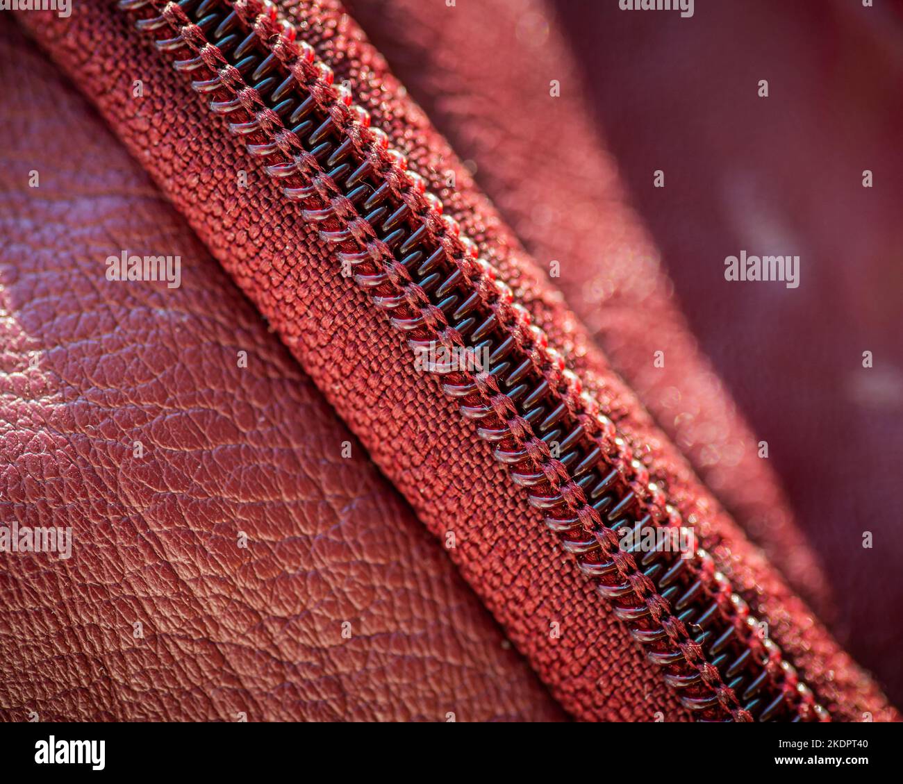Old leatherette texture, zipper, focus on details. Macro shot Stock ...