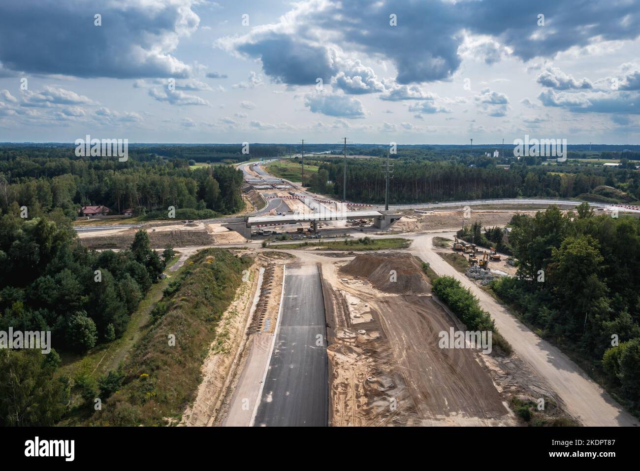 Construction site of S7 major road in Poland, part of European route ...