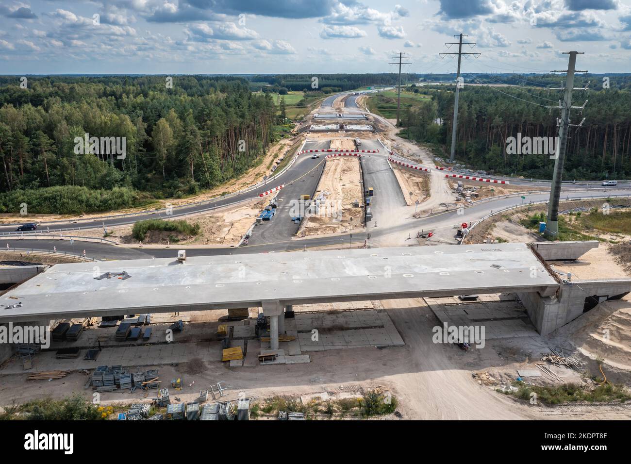 Construction site of S7 major road in Poland, part of European route ...