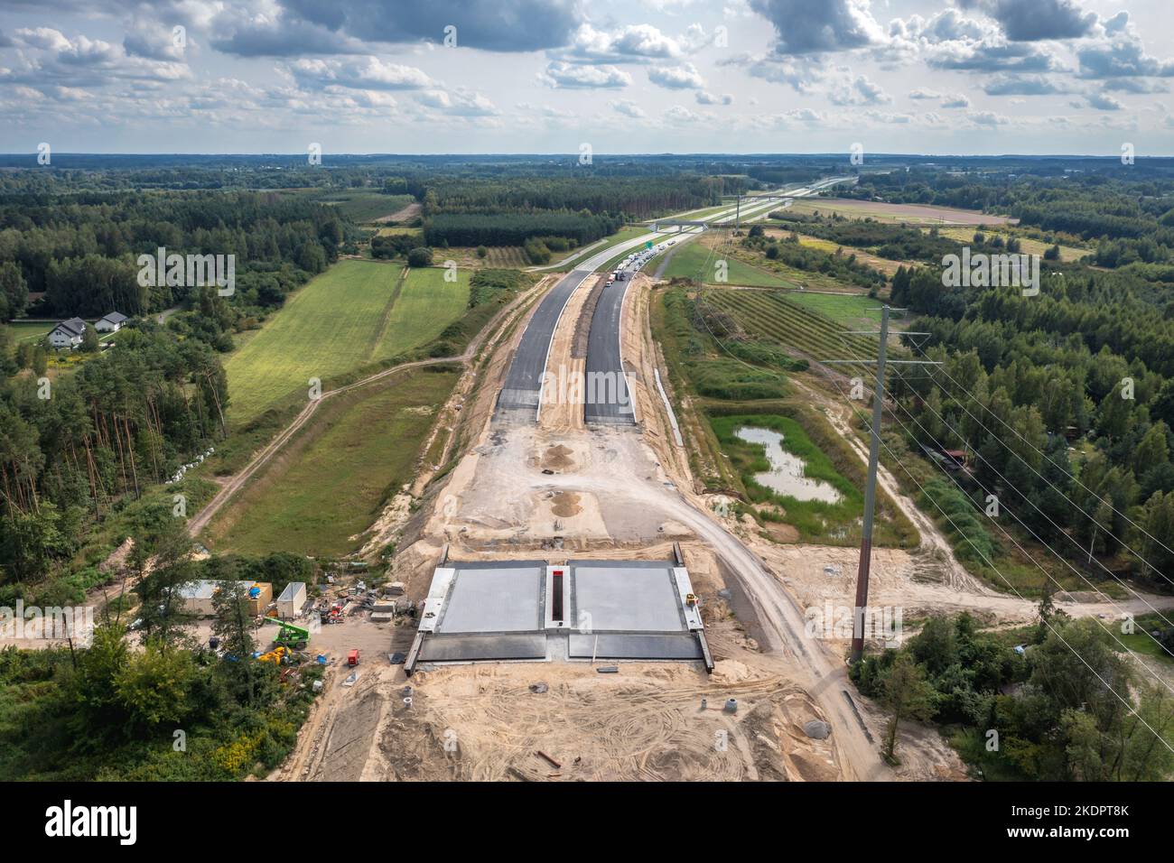 Construction site of S7 major road in Poland, part of European route ...