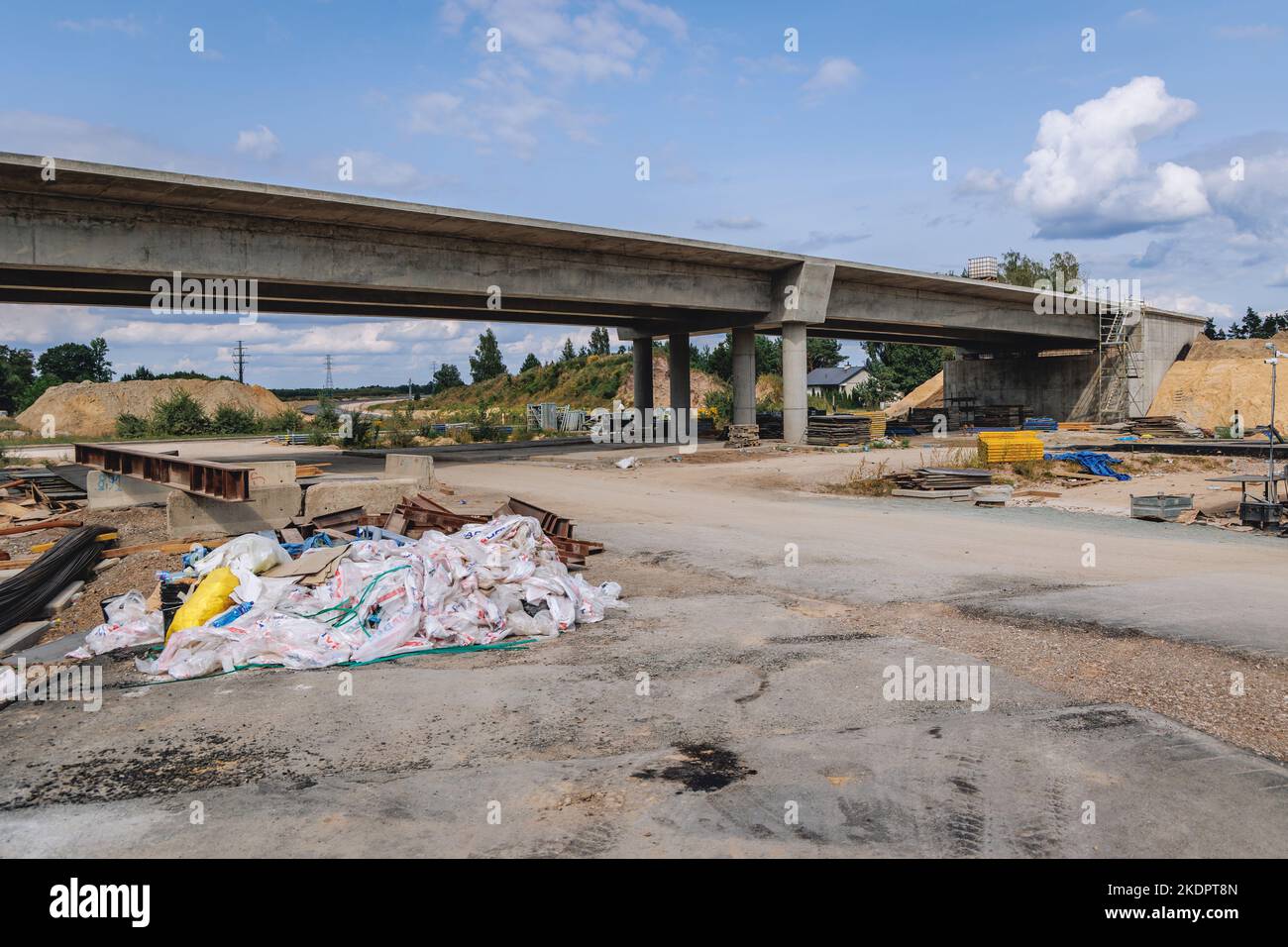 Construction site of S7 major road in Poland, part of European route ...