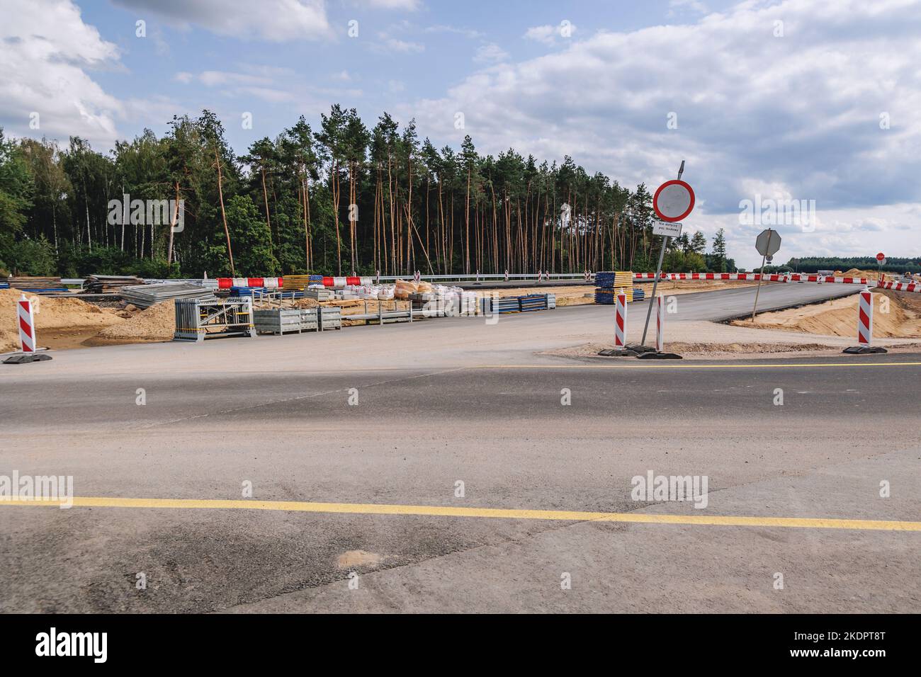 Construction site of S7 major road in Poland, part of European route ...