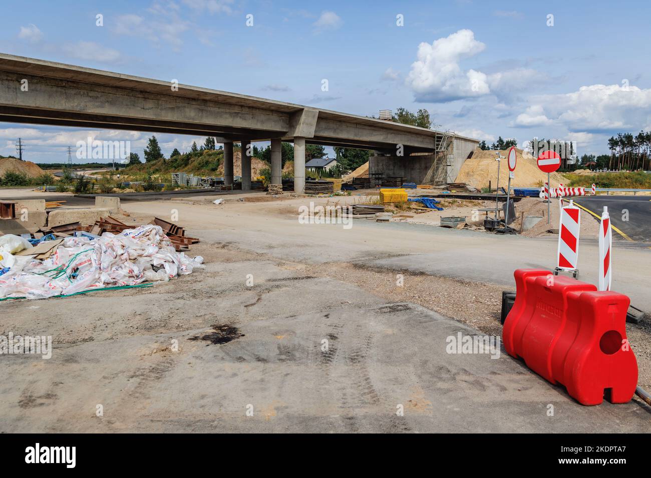Construction site of S7 major road in Poland, part of European route ...