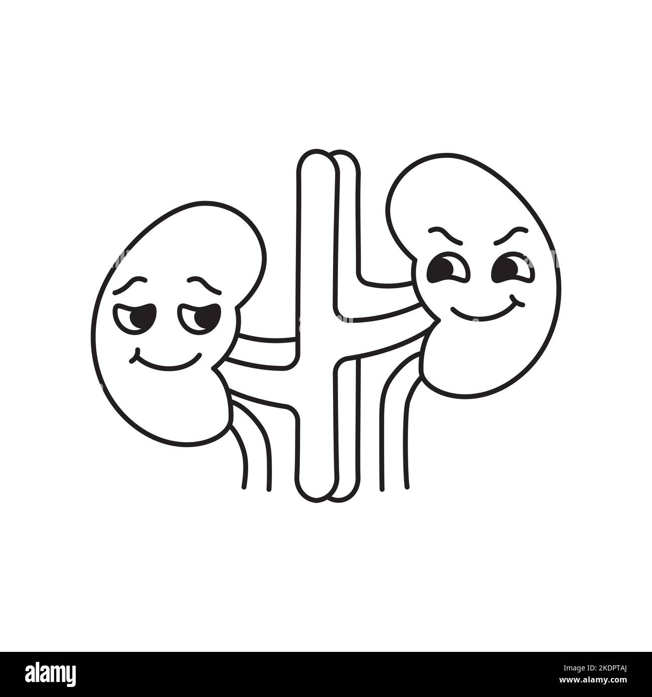 Human organ kidneys color line icon. Mascot of emotions Stock Vector ...