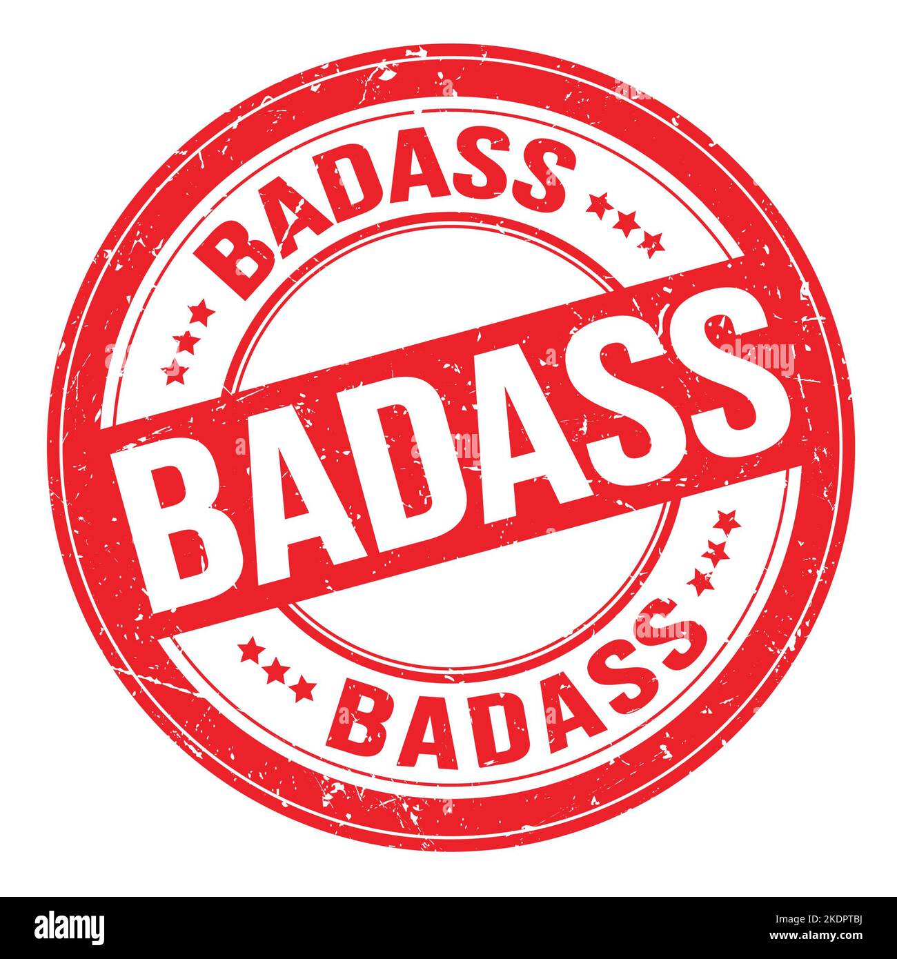 BADASS text written on red round grungy stamp sign Stock Photo - Alamy