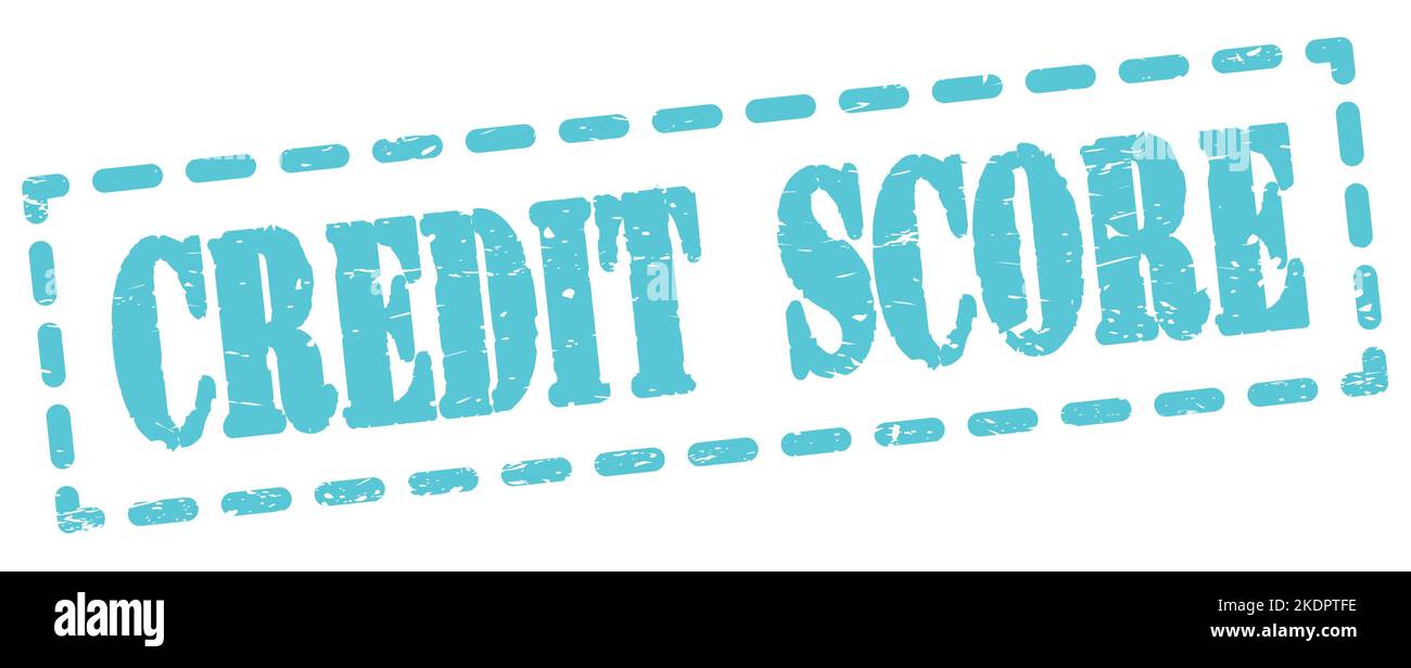 CREDIT SCORE text written on blue dash stamp sign Stock Photo - Alamy