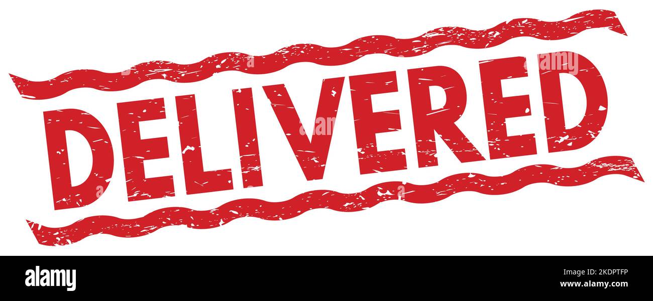 DELIVERED text written on red lines stamp sign Stock Photo - Alamy