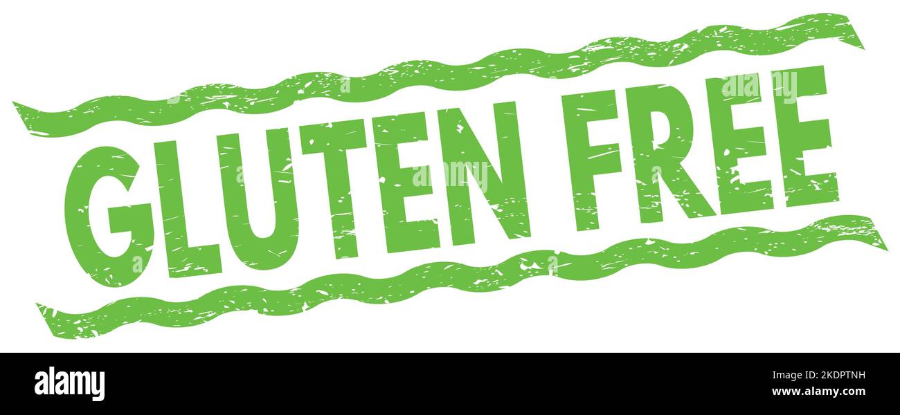 GLUTEN FREE text written on green lines stamp sign Stock Photo - Alamy