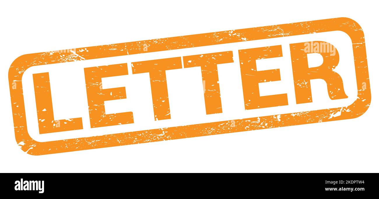 LETTER text written on orange rectangle stamp sign Stock Photo - Alamy