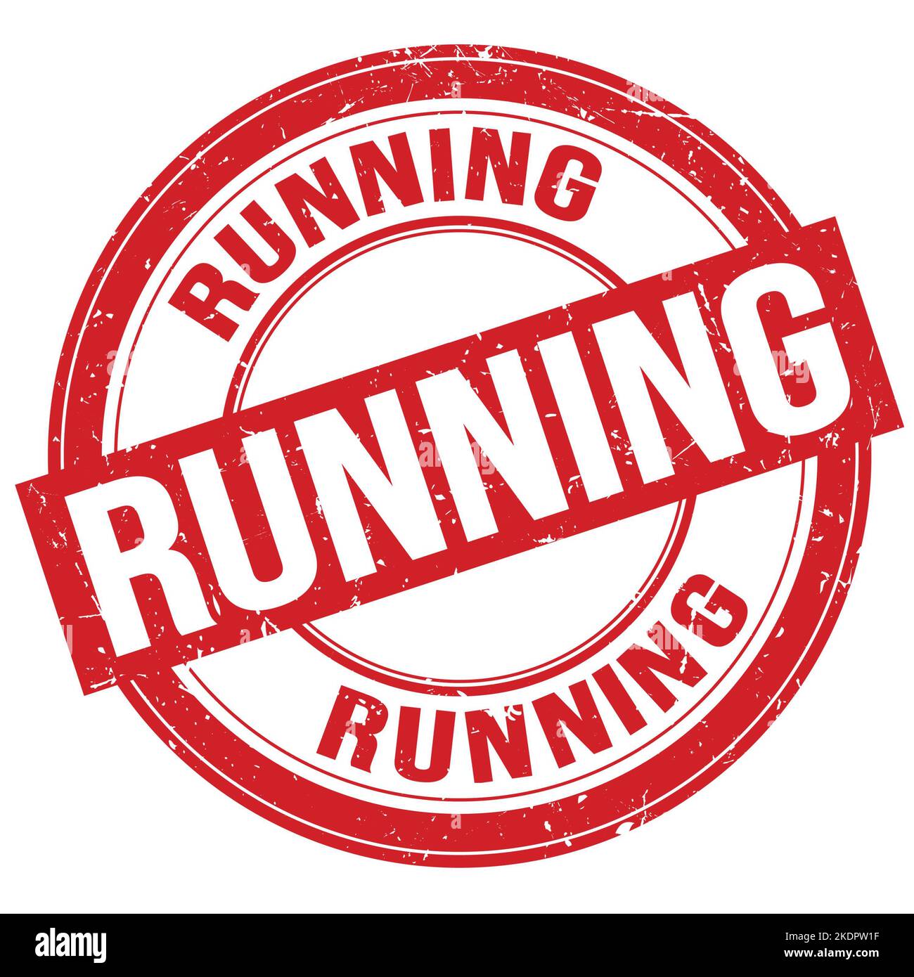 RUNNING text written on red round grungy stamp sign Stock Photo - Alamy