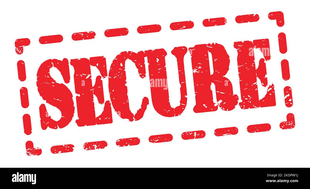 SECURE text written on red dash stamp sign Stock Photo - Alamy