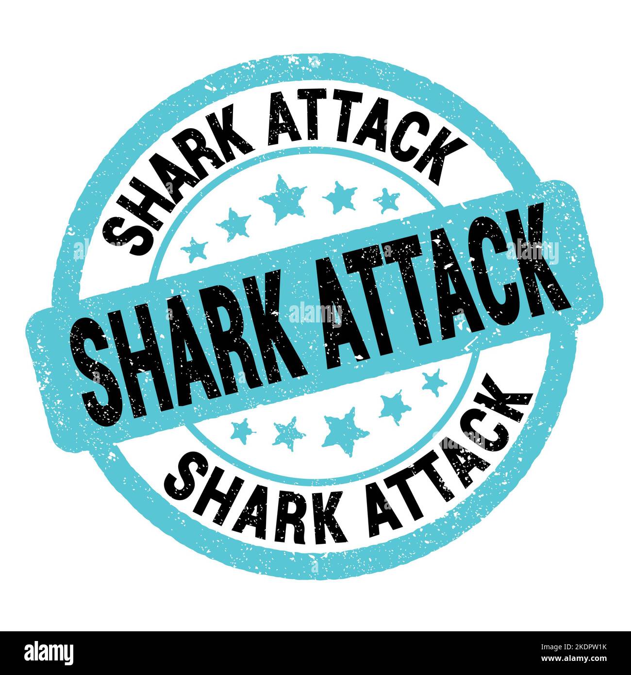 SHARK ATTACK text written on blue-black grungy stamp sign Stock Photo ...