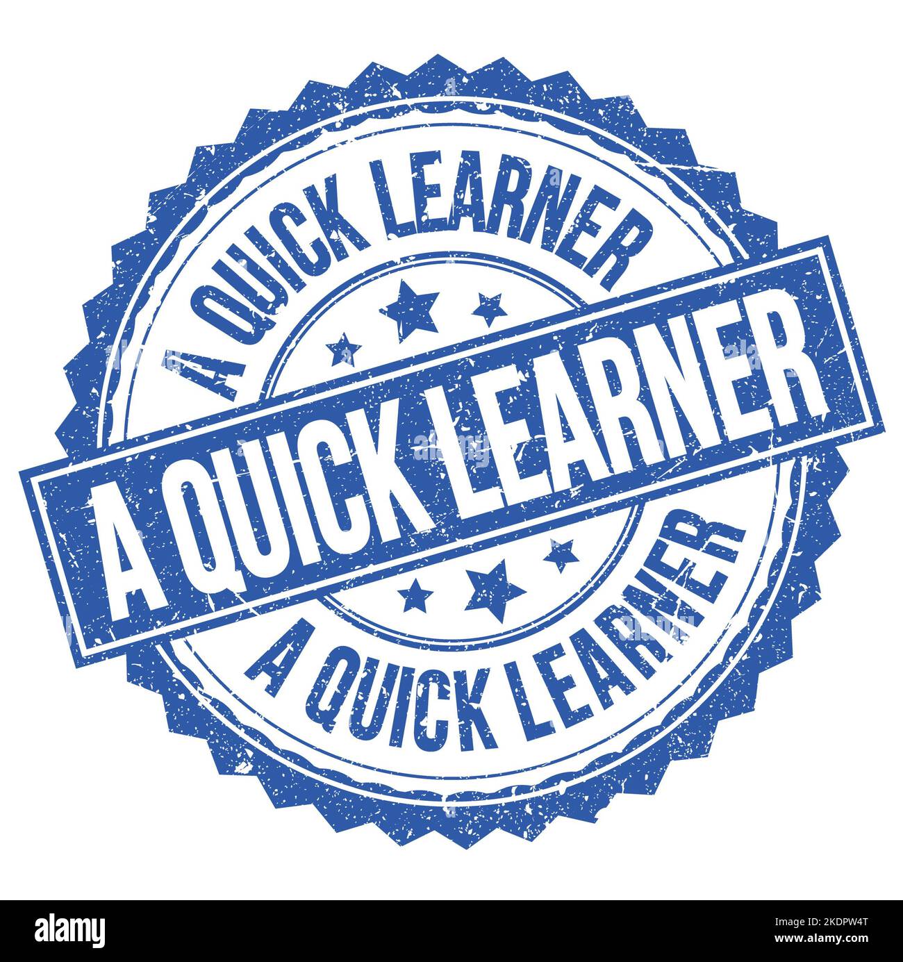 A QUICK LEARNER text written on blue round stamp sign Stock Photo - Alamy