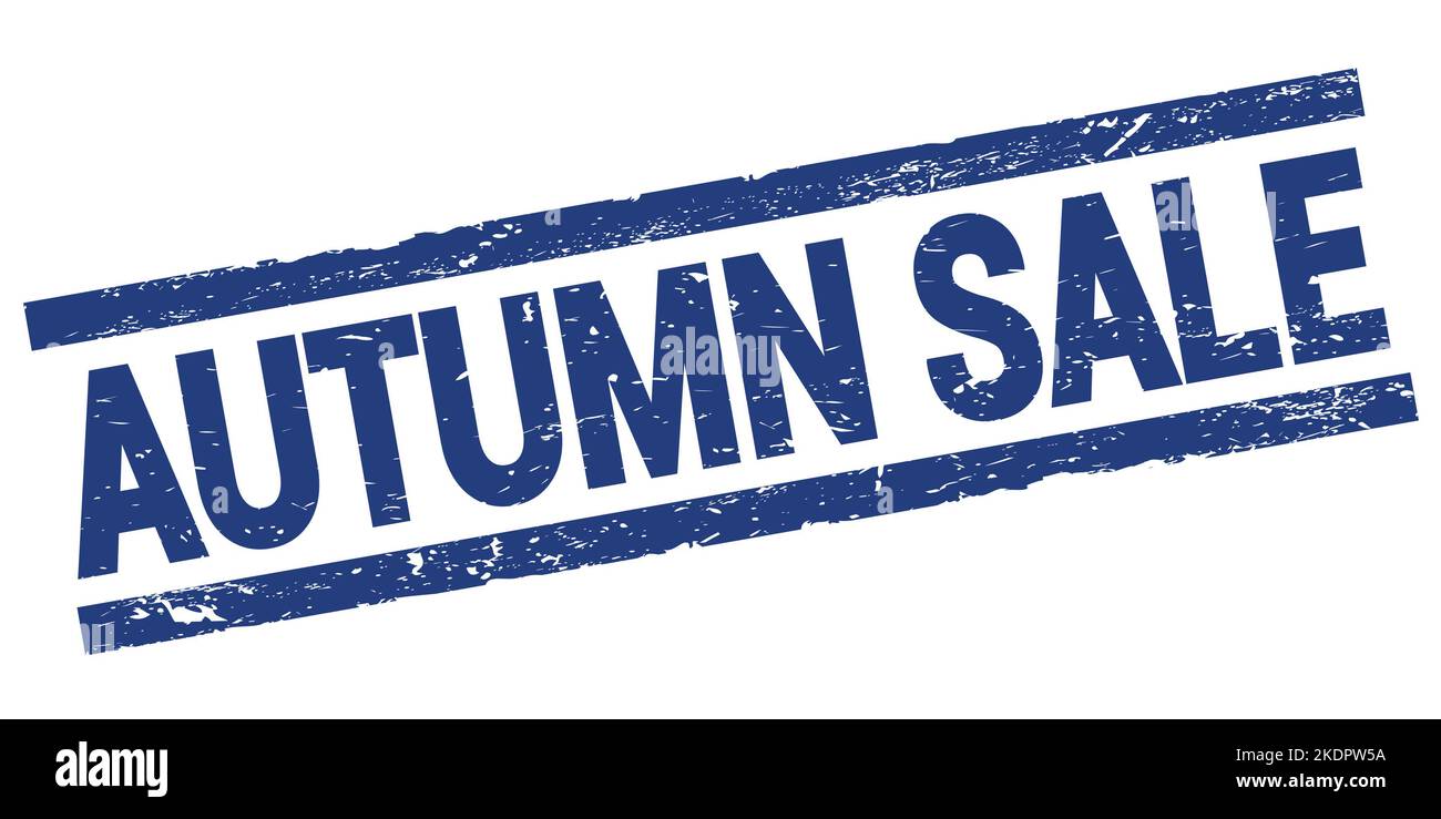 AUTUMN SALE text written on blue rectangle stamp sign Stock Photo - Alamy