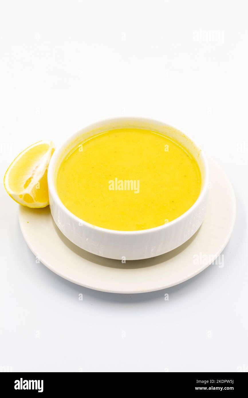 Lentil soup. Strained lentil soup isolated on white background. local ...