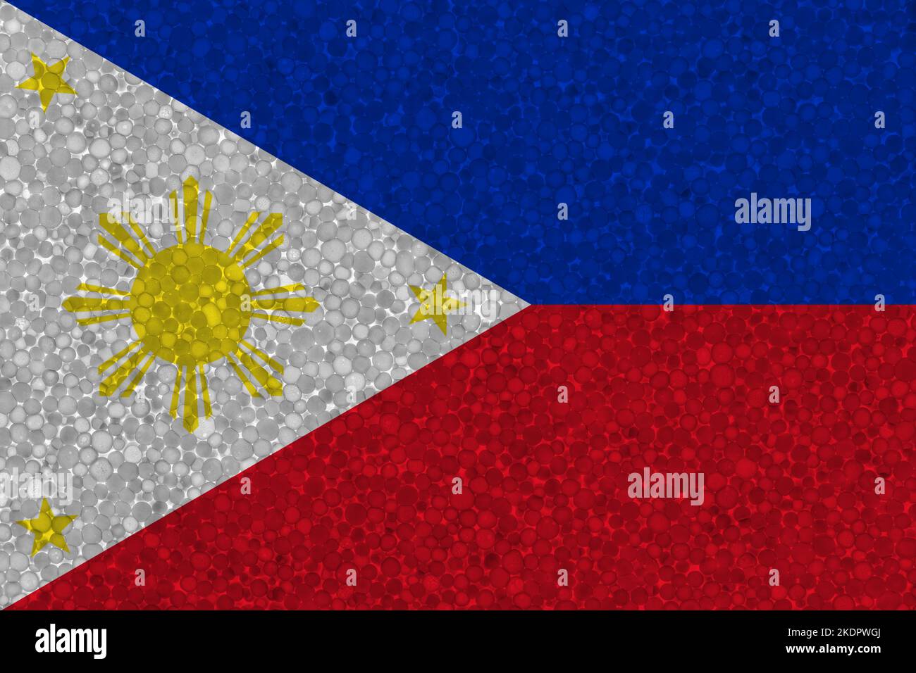 Flag of Philippines on styrofoam texture. national flag painted on the ...