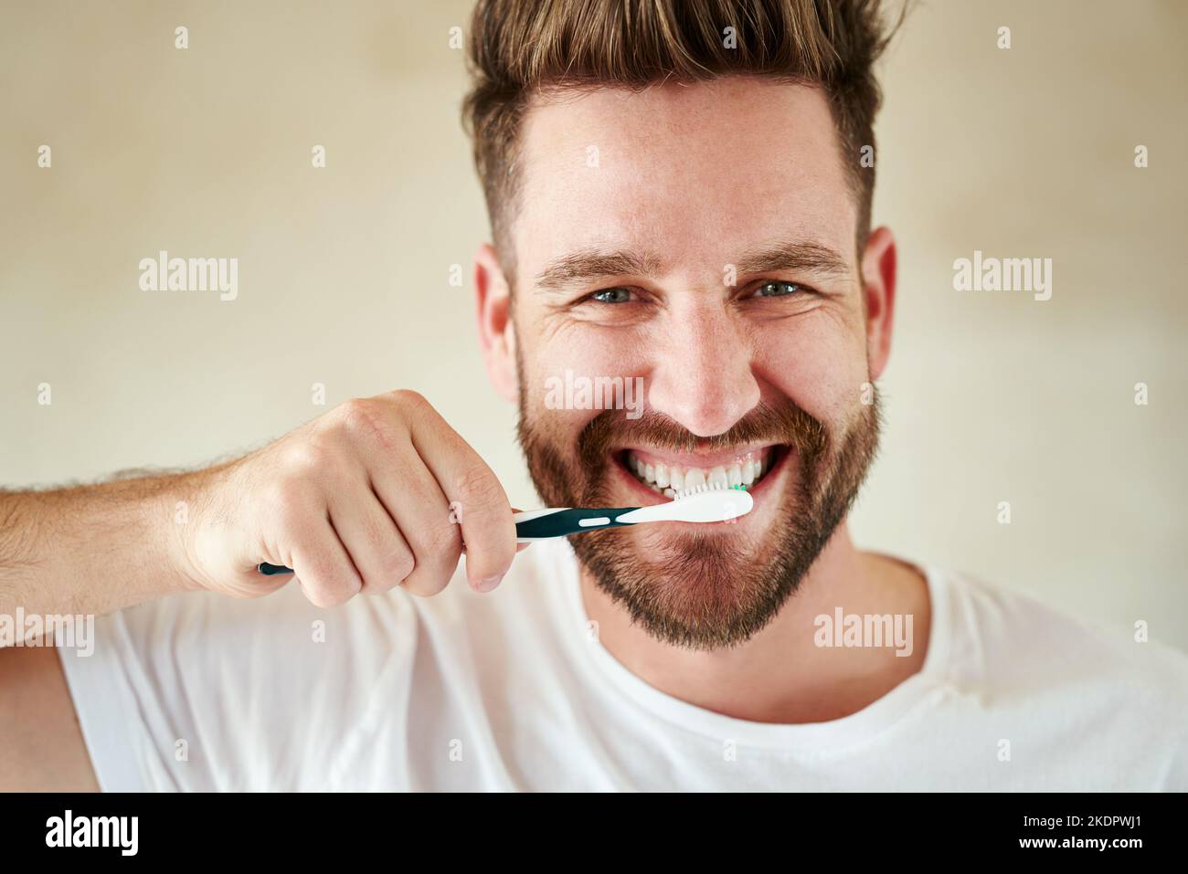 Fresh breath all day, everyday. a handsome young man going through his ...