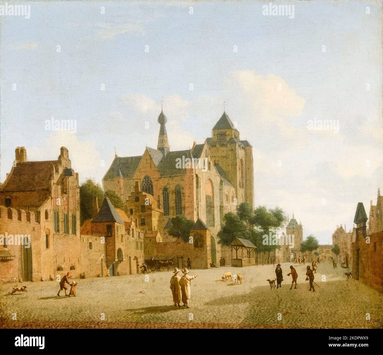 Jan van der Heyden painting, The Church at Veere, oil on canvas, 1652 ...