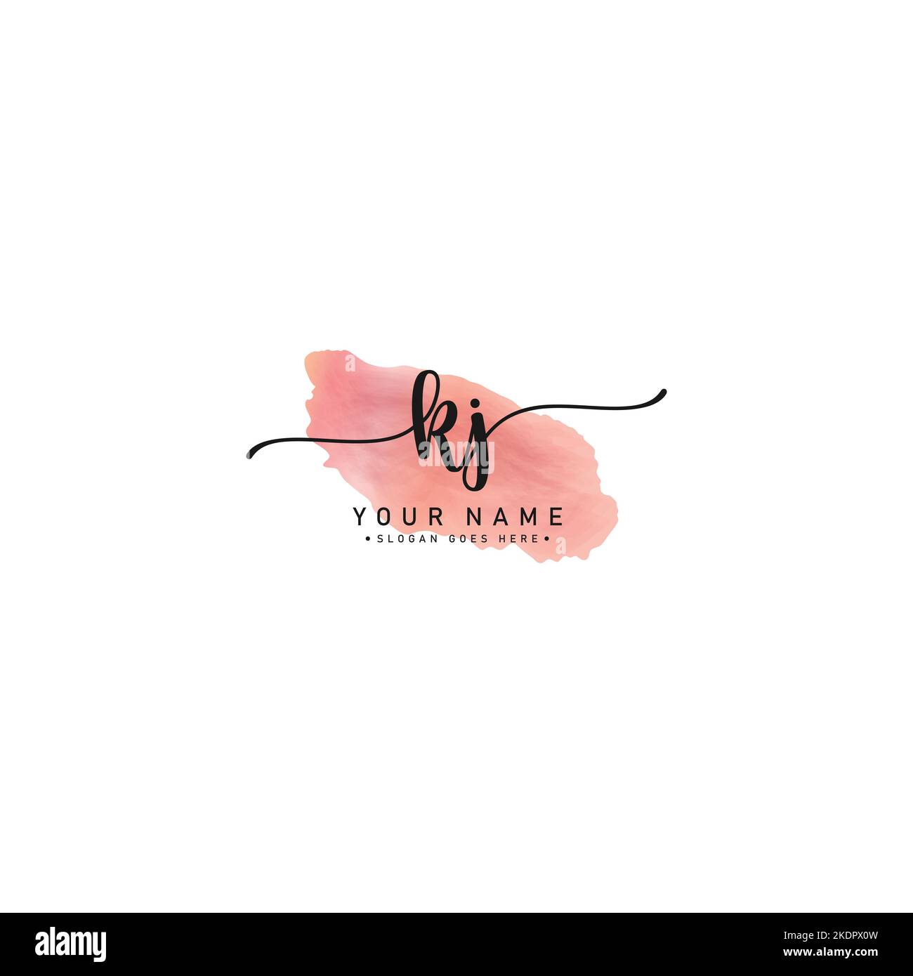 Watercolor Signature logo for Initial Letter KJ - Vector Logo Template ...
