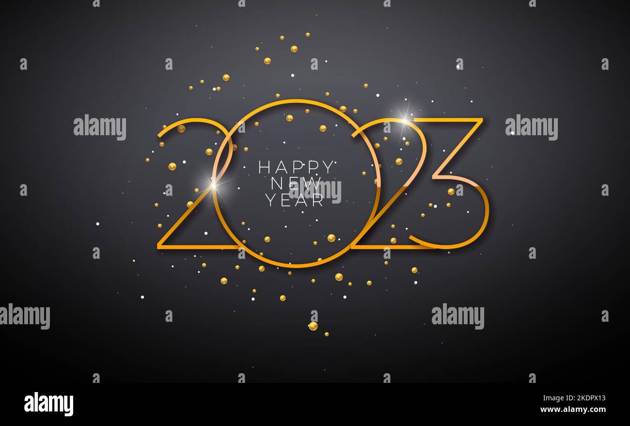 Happy New Year 2023 Illustration with Gold Number on Dark Background ...