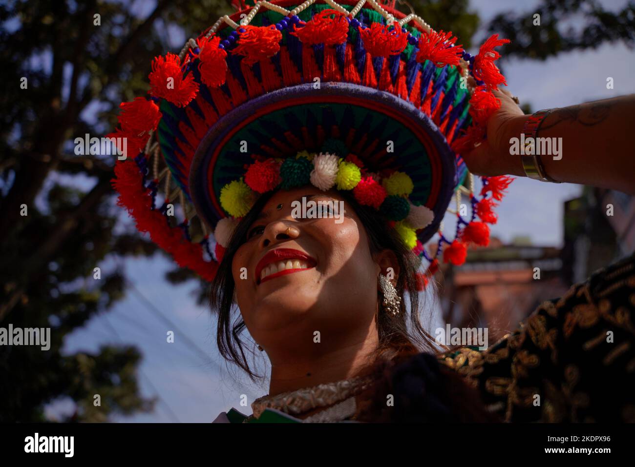 Kathmandu, Nepal. 8th Nov, 2022. Women from the Tharu community dance ...