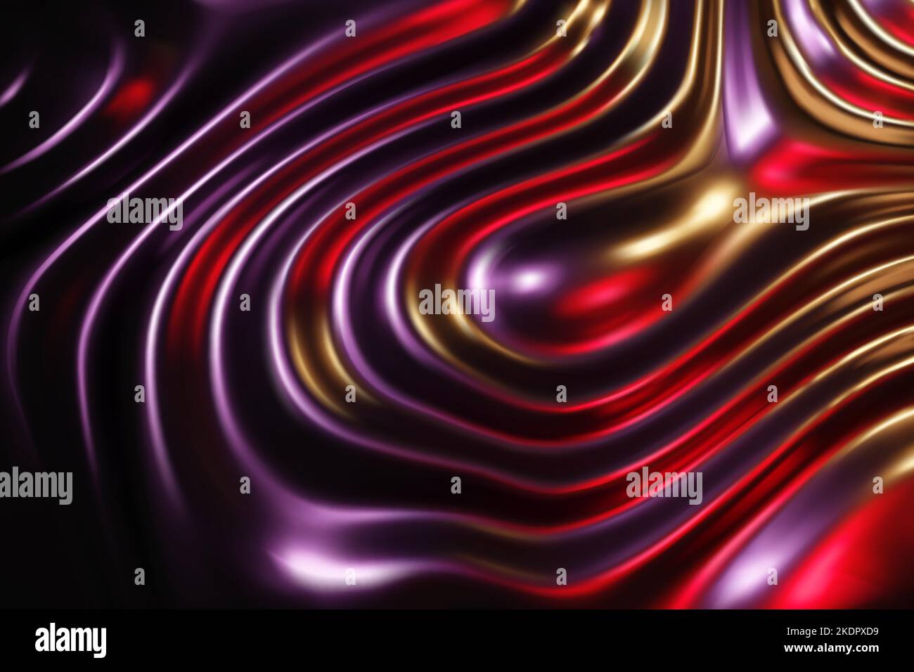 Liquid molten metal abstract wavy background with vibrant light ...