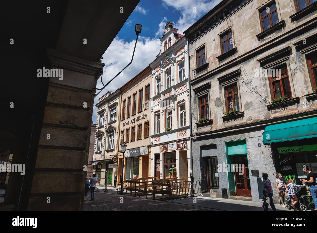 Buildings on Gleboka Street in Old Town of Cieszyn border city in ...