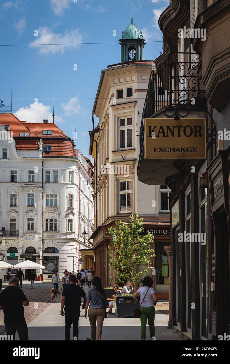Gleboka Street in Old Town of Cieszyn border city in Poland Stock Photo ...