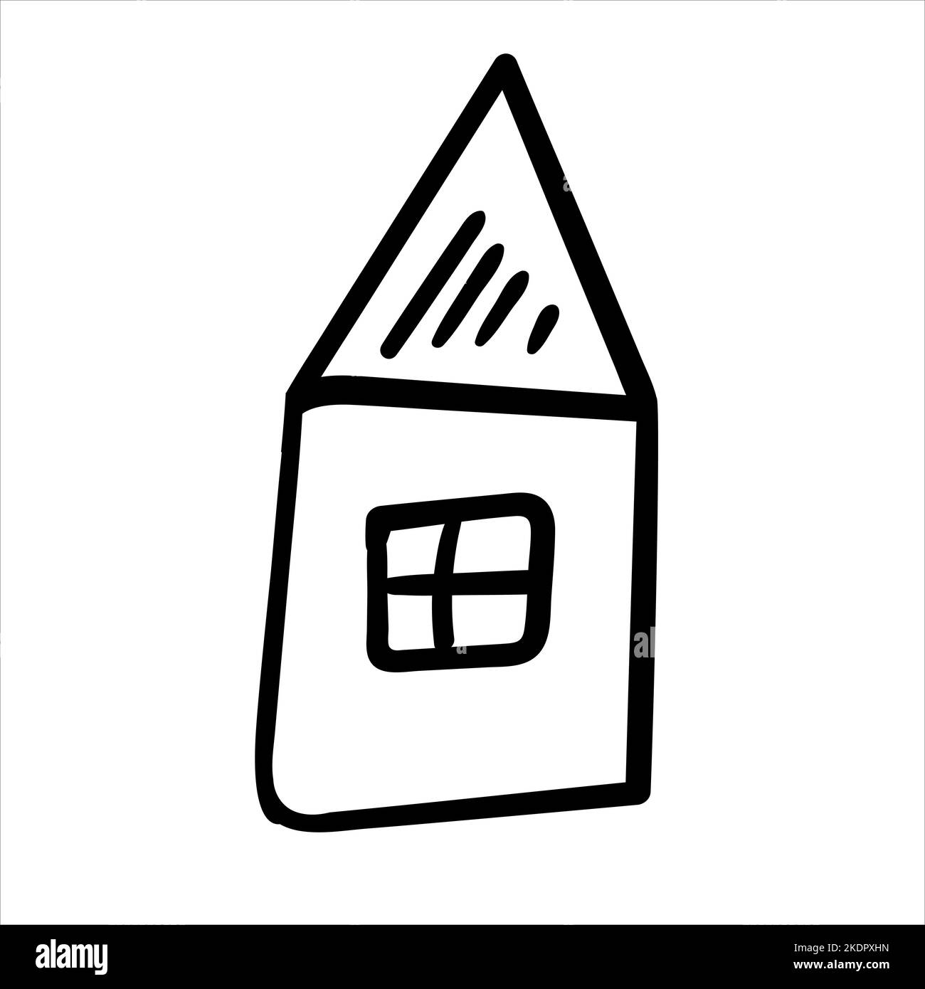 Doodle house. Sketch bw scribble style. Hand drawn build vector ...