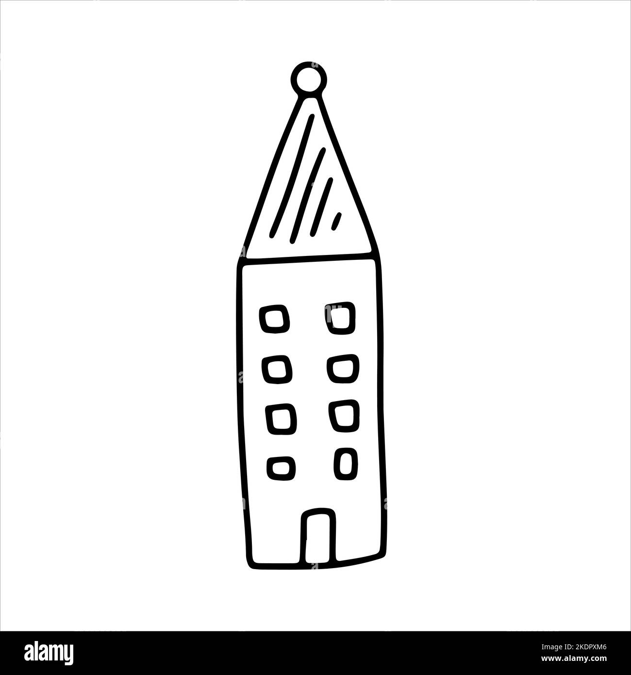 Doodle house. Sketch bw scribble style. Hand drawn build vector ...