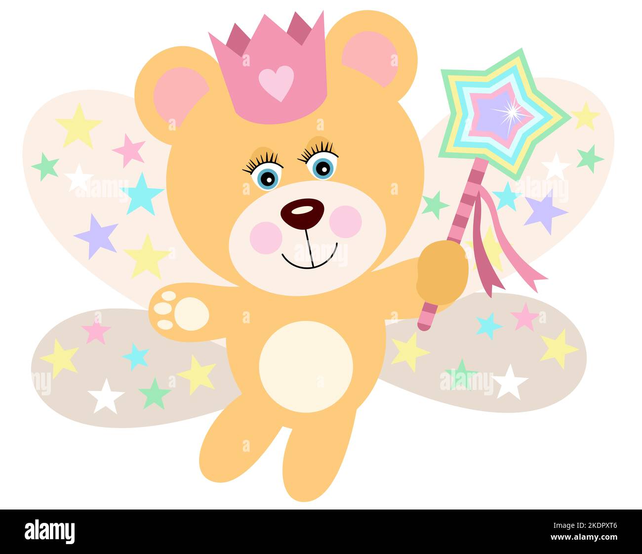 Princess teddy bear with wings fairy holding a star magic wand Stock ...