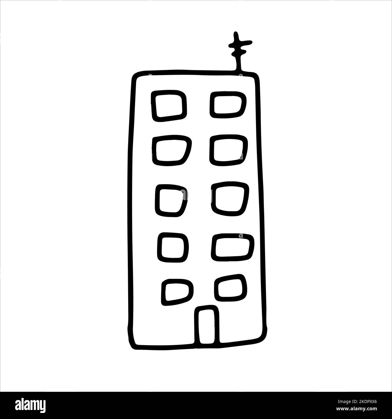 Doodle house. Sketch bw scribble style. Hand drawn build vector ...