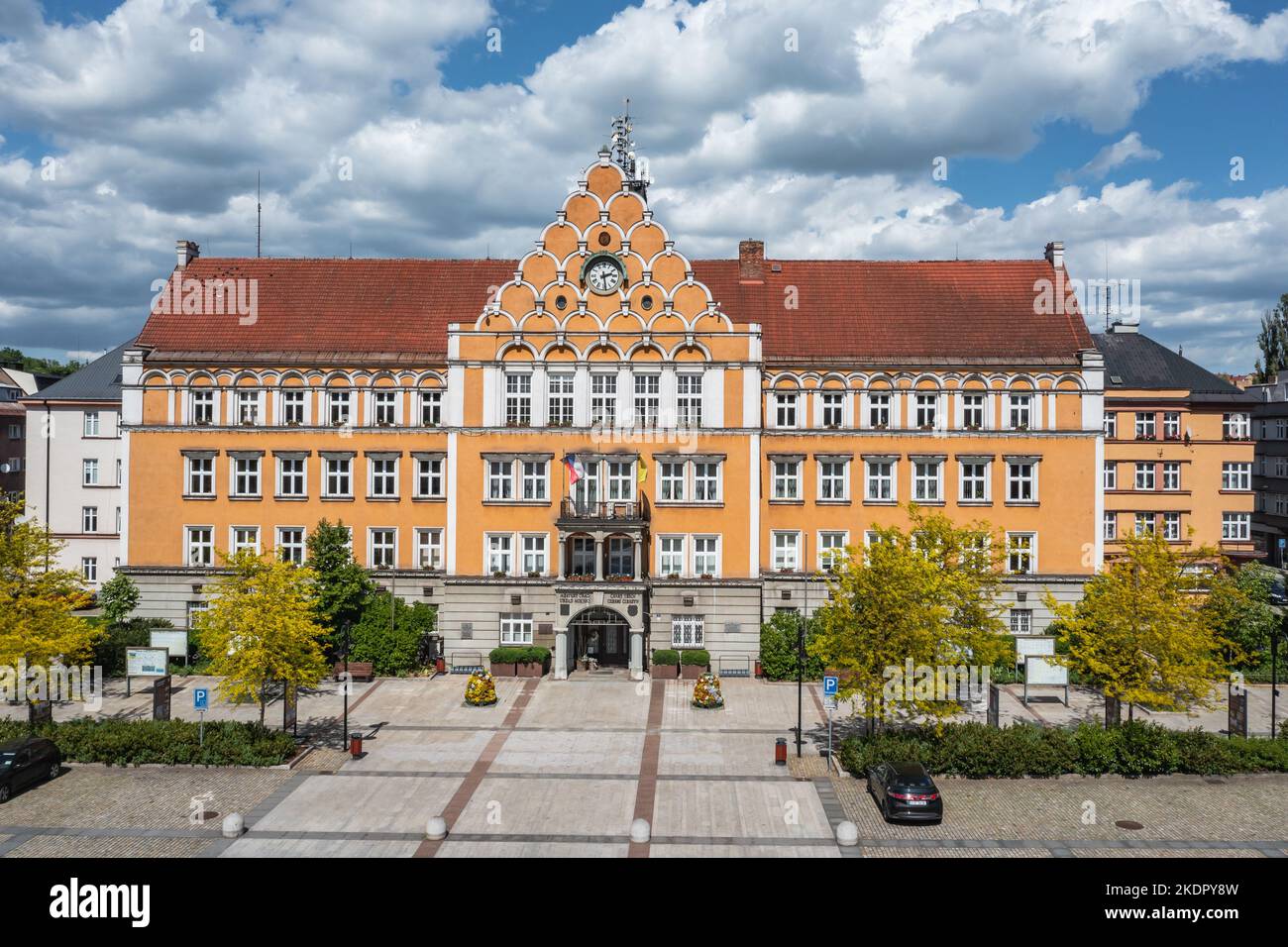 Town Hall building on Czechoslovak Army Square in Cesky Tesin city ...