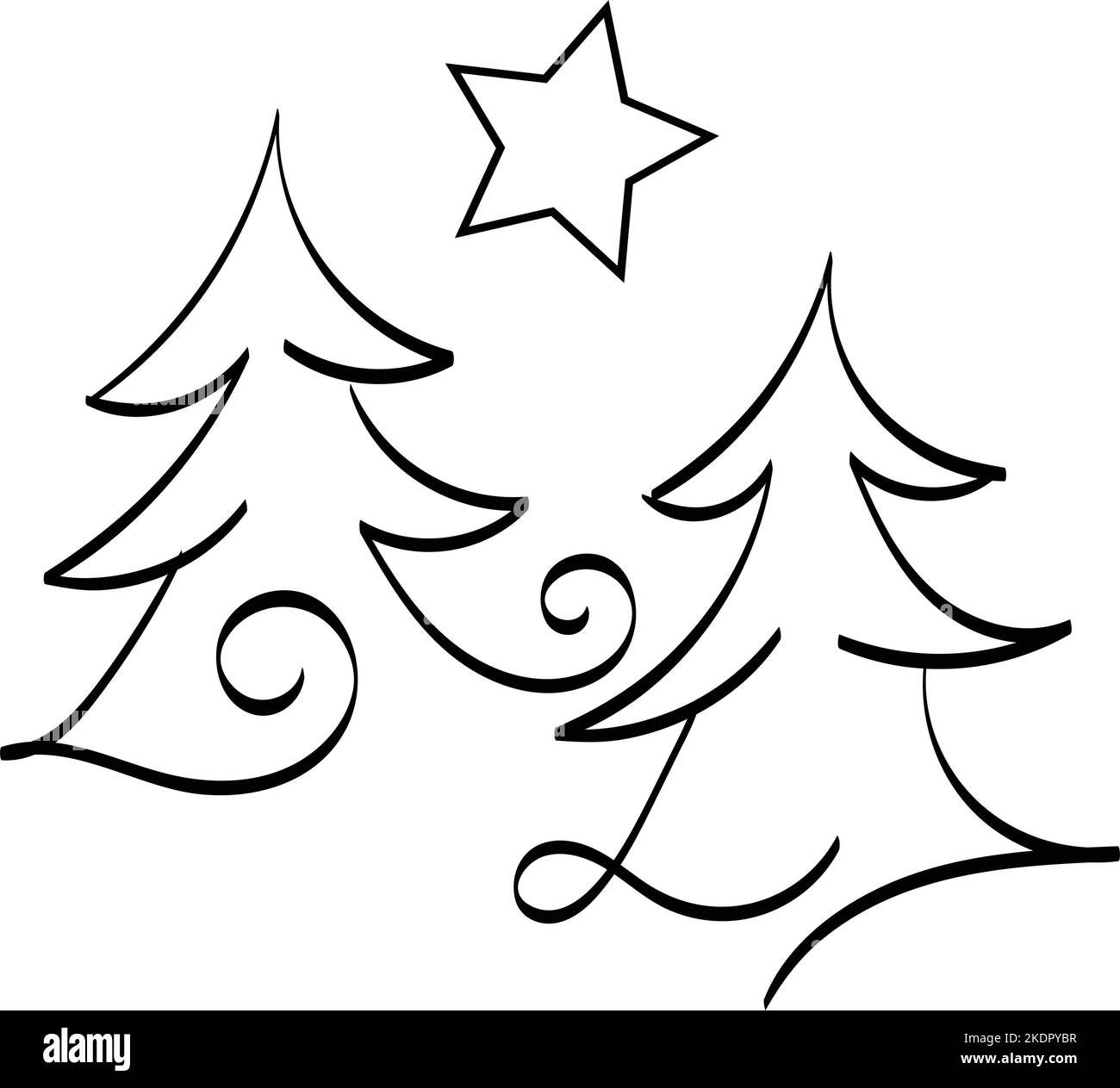 Vintage Holiday Icon. Hand Drawn outline Christmas Illustration. Vector ...
