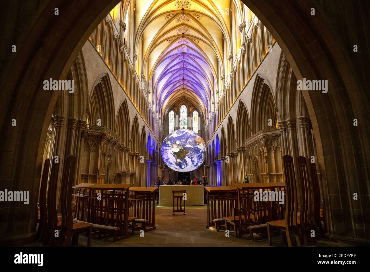 Gaia earth installation by artist Luke Jerram at Wells Cathedral in ...