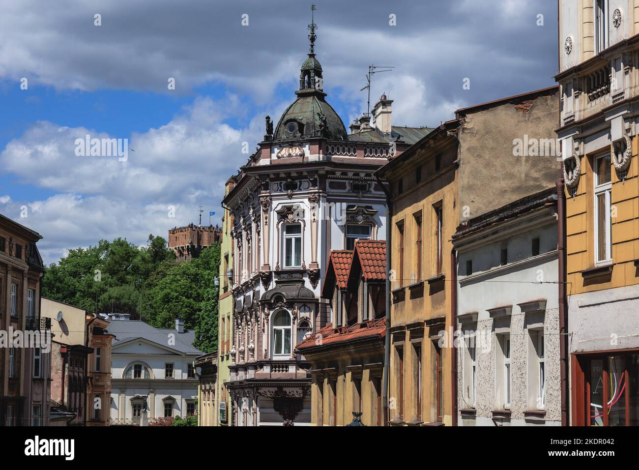 Buildings on Gleboka Street in Old Town of Cieszyn border city in ...