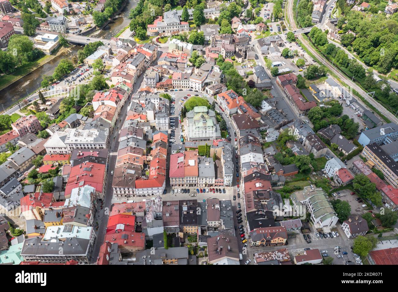 Aerial view of Old Town of Cieszyn border city in Poland Stock Photo ... Aerial view of Old Town of Cieszyn border city in Poland Stock Photo ...