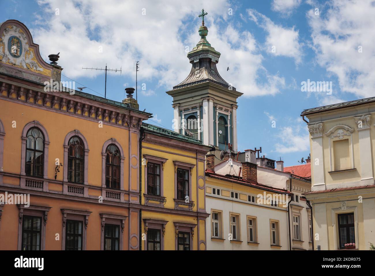 Tower of Saint Mary Magdalene Church on the Old Town of Cieszyn border ...