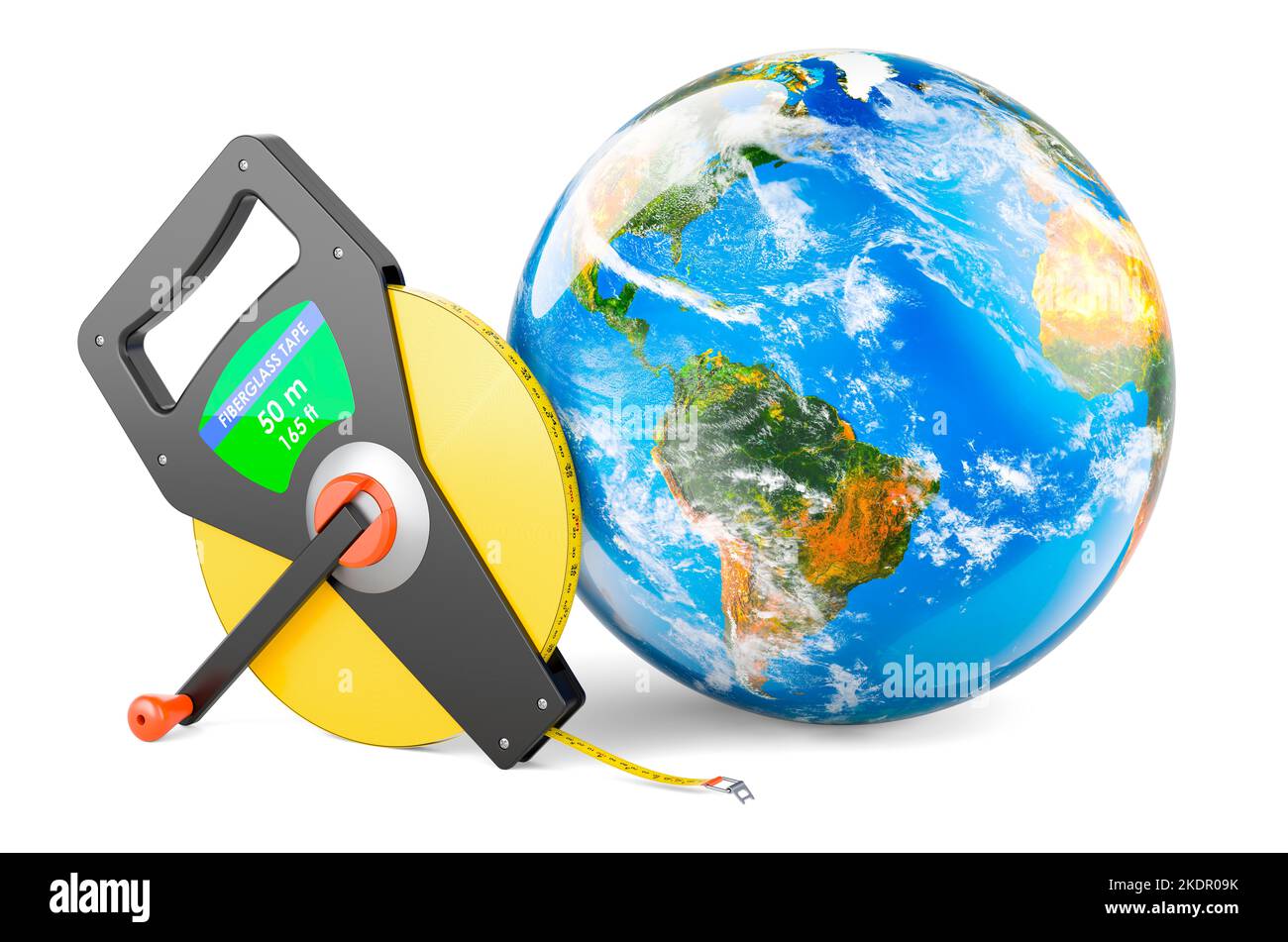 Tape measure with Earth Globe, 3D rendering isolated on white ...