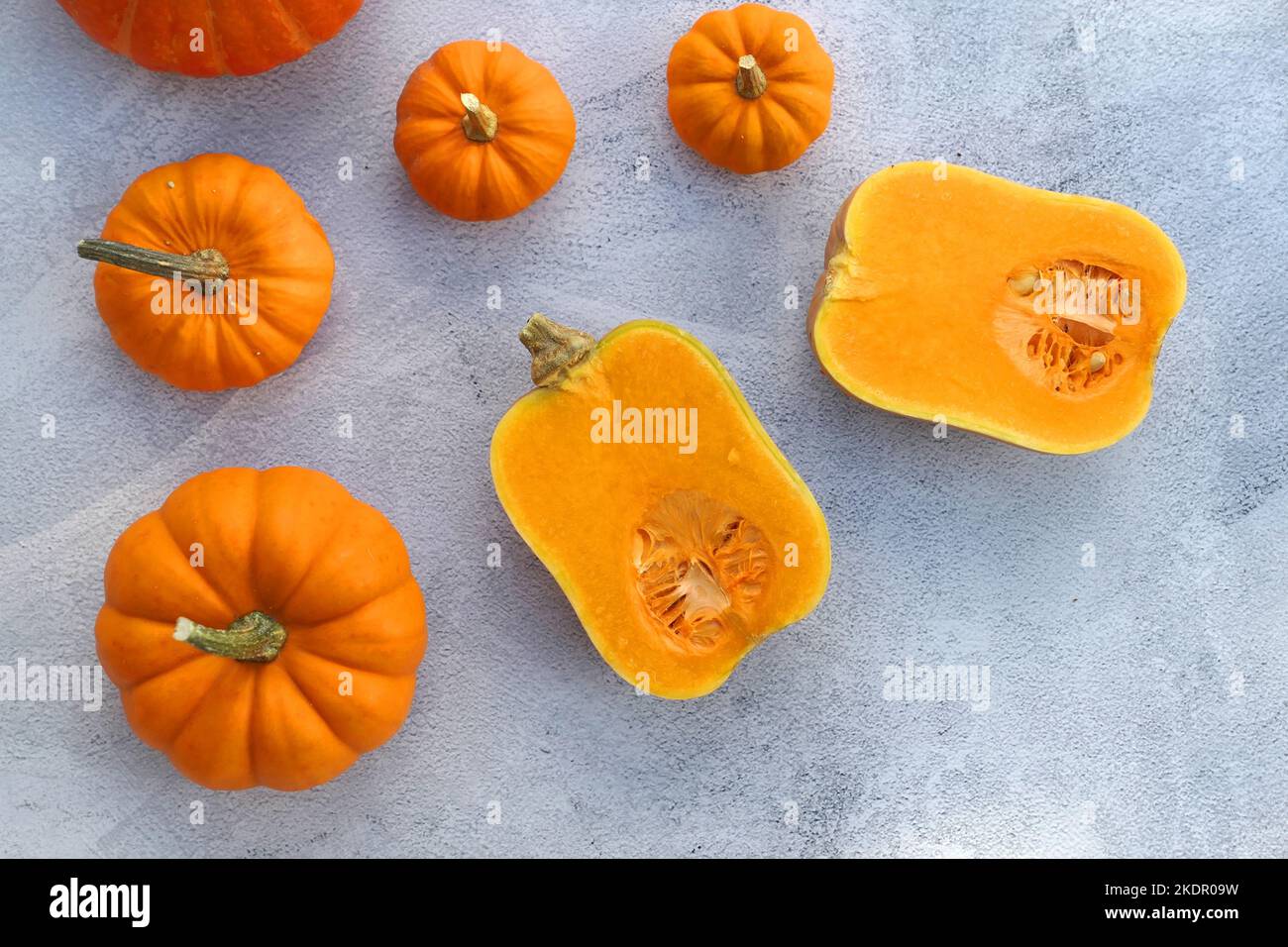 Butternut squash and pumpkins autumn food background Stock Photo - Alamy
