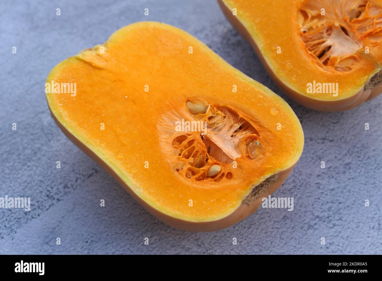 Freshly cut butternut squash. Autumn food Stock Photo - Alamy