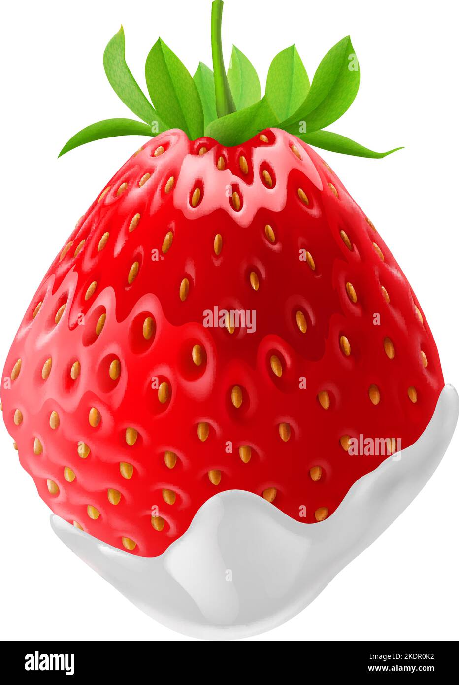 Strawberries in Sour Cream. Illustration on White Background Stock ...