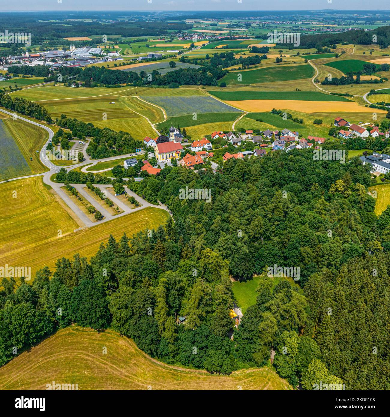 Aerial view to the pilgrimage site of Maria Vesperbild in Swabia Stock ...
