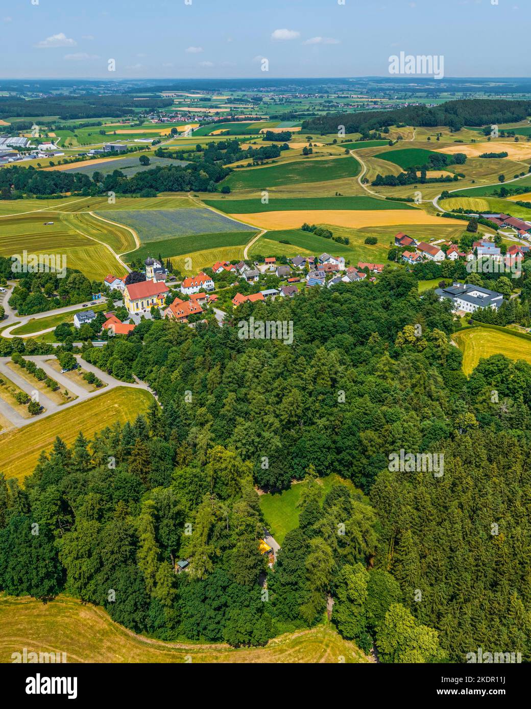 Aerial view to the pilgrimage site of Maria Vesperbild in Swabia Stock ...