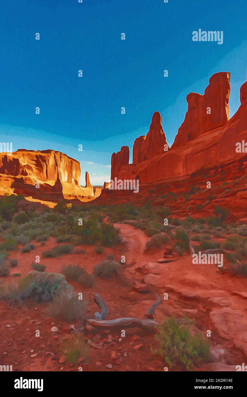 Digitally created watercolor painting of Park Avenue Trailhead view in ...