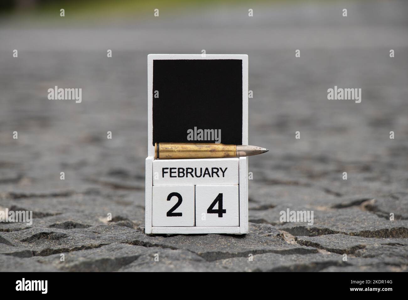 Wooden calendar with the date February 24, the first day of the war in ...