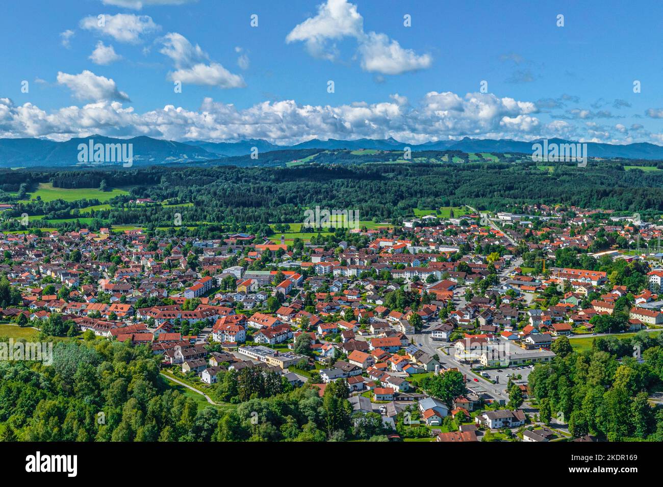 Aerial view to Peissenberg in upper bavarian alpine foreland Stock ...