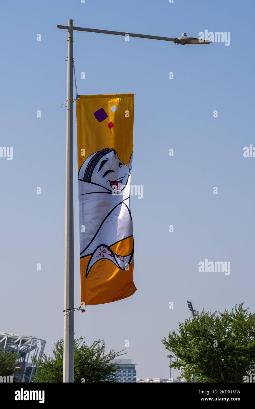 Banner of the Official Mascot of the FIFA World Cup 2022 Qatar, La'eeb ...