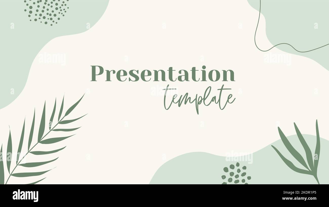 Pesentation vector template. Natural floral green background with ...