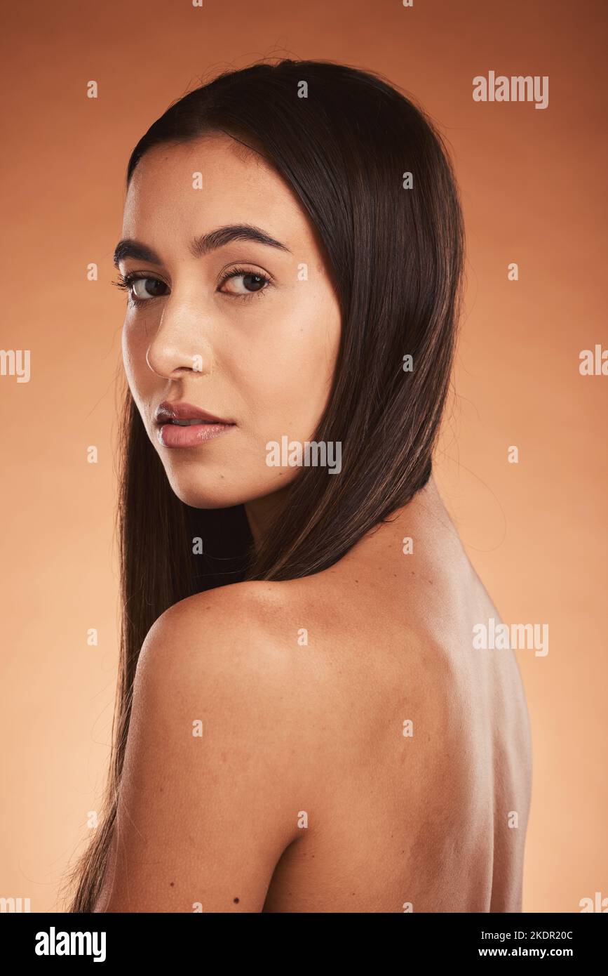 Beauty, skincare and aesthetic portrait of woman with natural makeup ...